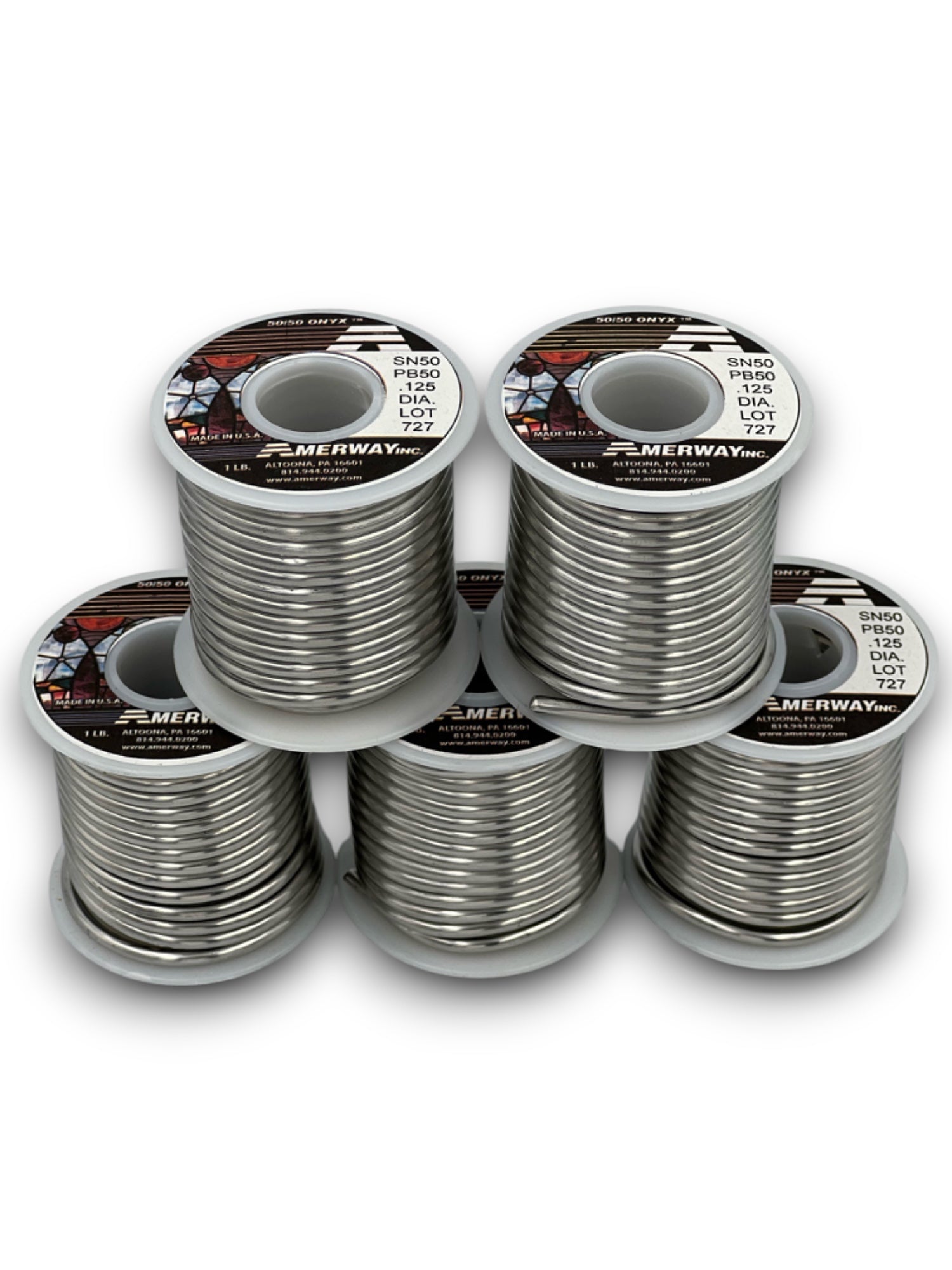 Amerway 50/50 Solder for Stained Glass / 1 lb. spools (5 pack ...